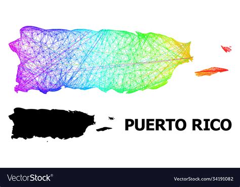 Hatched Map Puerto Rico With Spectrum Gradient Vector Image