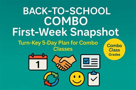 Back To School Combo First Week Snapshot Turn Key 5 Day Plan For