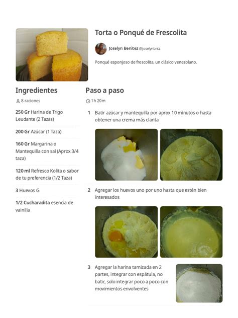 Torta O Ponqué De Frescolita Receta De Joselyn Benitez Cookpad Pdf