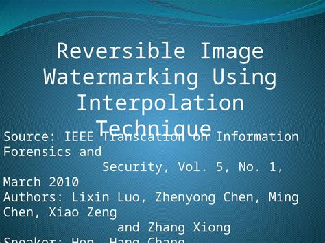 pptx reversible image watermarking using interpolation technique