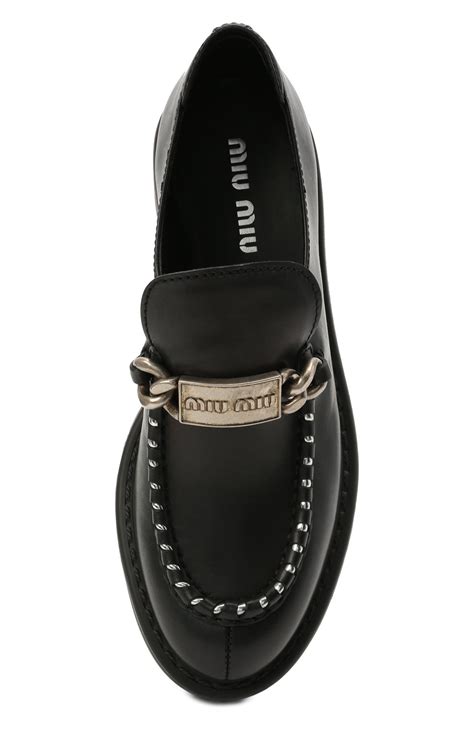 Женские черные кожаные лоферы Miu Miu — купить в интернет магазине ЦУМ арт 5d648d 3arw