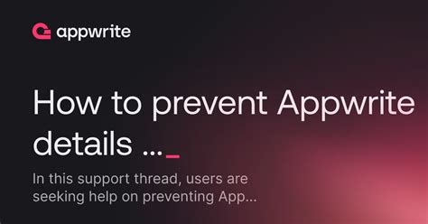 How To Prevent Appwrite Details From Showing On Oauth Flows Threads Appwrite
