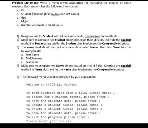 Solved Problem Statement Write A Menu Driven Application