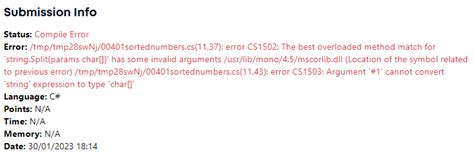 Sort Numbers Compile Error At Submission C Alpha Preparation