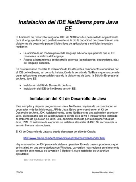 instalación del ide netbeans para java ee pdf pdf frijoles netos