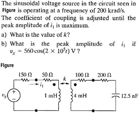 [get answer] the sinusoidal voltage source in the circuit seen in