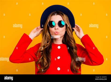 Portrait Of Nice Cool Flirty Cheerful Good Mood Lovely Adorable Stock