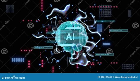 Artificial Intelligence Concept With Digital Brain And Data