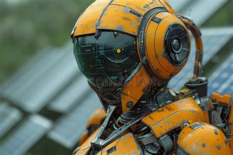 Artificial Intelligence Robot A Detailed Shot Of A Robot Showing Its Intricate Features Stock