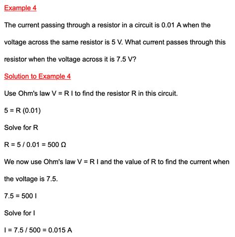 Solved Example 4 The Current Passing Through A Resistor In A