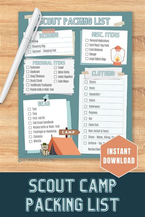 Scout Camp Packing List Scout Camping Camping Packing List Camping Packing