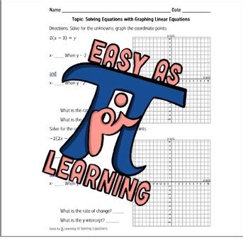 Solving Equations With Graphing Linear Equations TPT