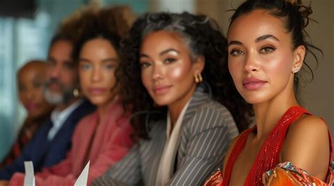 Beauty Pageant Judges Panel With Serious Expressions And Scoring Cards Premium Ai Generated Image