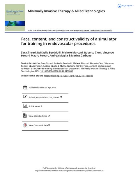 Pdf Face Content And Construct Validity Of A Simulator For Training