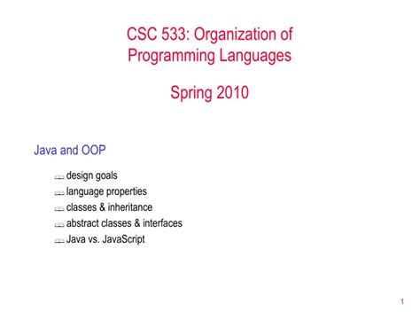 Ppt Csc 533 Organization Of Programming Languages Spring 2010