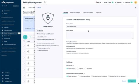 Create An Android Wifi Restrictions Policy Jumpcloud