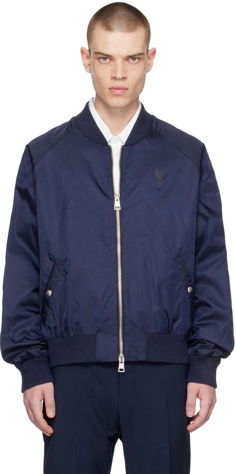 Ami Paris Navy Zip Bomber Jacket Ami