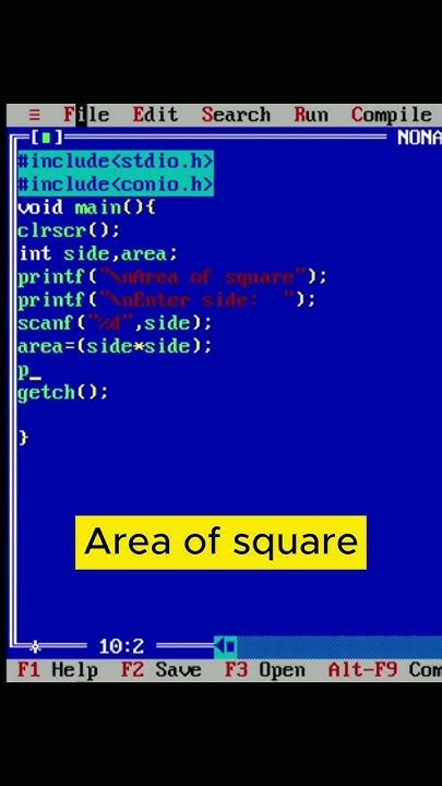 How To Find Area Or Square In C Programming C Tutorials Clanguage