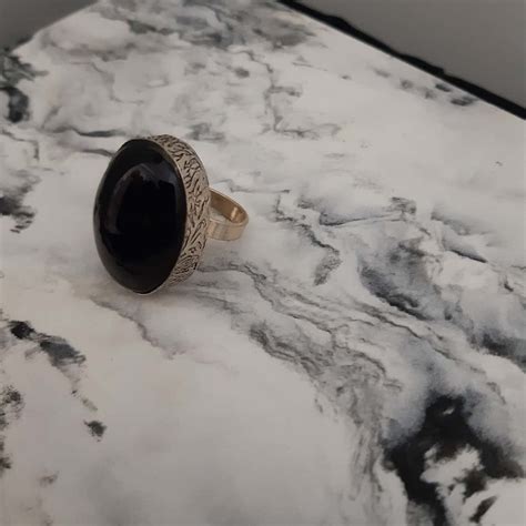 Sliver And Black Obsidian Rings
