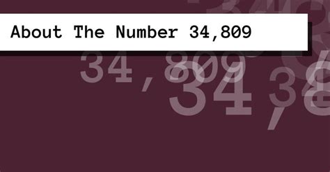 About The Number 34809