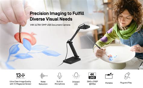 Ipevo V4k 13mp Ultra Usb Document Camera 4k Ultra Hd
