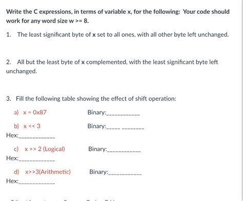 Solved Write The C Expressions In Terms Of Variable X For Chegg Com