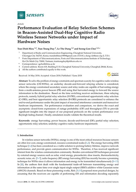 Pdf Performance Evaluation Of Relay Selection Schemes In Beacon Assisted Dual Hop Cognitive