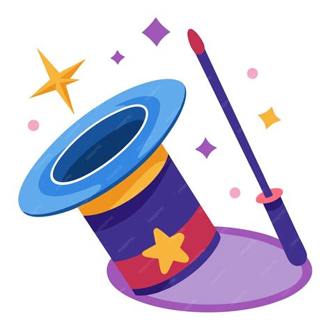 Wand Magic Hat Clipart Cartoon Style Vector Illustration Premium Ai
