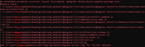 Could Not Find Module Angular Devkit Build Angular Resolved