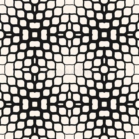 Vector Halftone Mesh Black And White Abstract Geometric Seamless Pattern Stock Vector