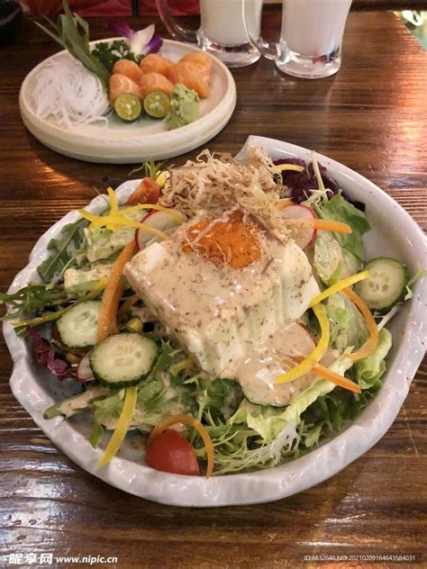 豆腐沙拉 日本料理摄影图传统美食餐饮美食摄影图库昵图网