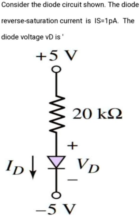 Solved Consider The Diode Circuit Shown The Diode Reverse Saturation Current Is Is 1 Pa The
