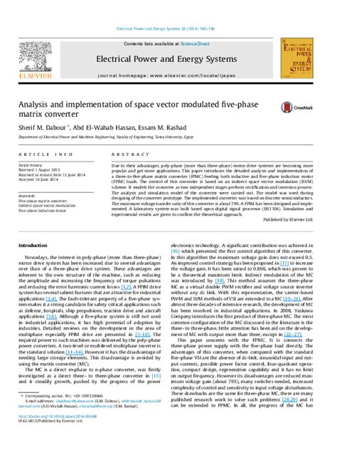 pdf application of space vector modulated five phase matrix converter