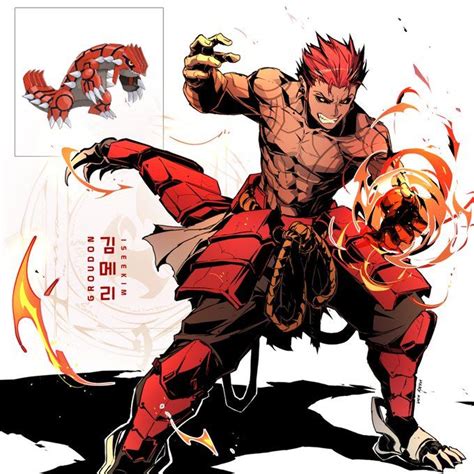 Groudon Pokemon Fusion Art Pokemon Human Form Character Art