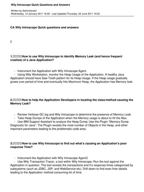 Wily Intro Scope Faq Download Free Pdf Digital Technology Computer Programming