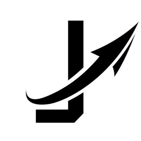Premium Vector Black Futuristic Letter J Icon With An Arrow On A White Background