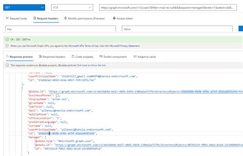 azure active directory query users with a filter and expand results