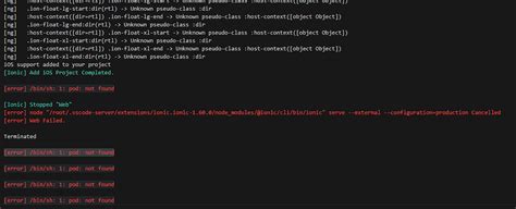 Error Binsh 1 Pod Not Found Ionic Framework Ionic Forum