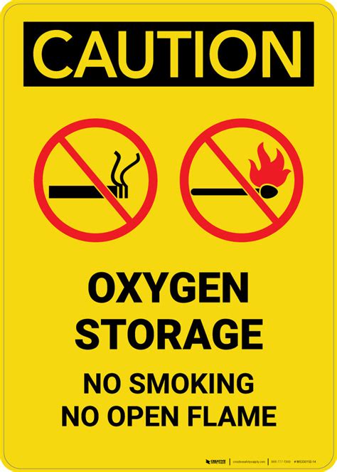 Caution Oxygen Storage No Smoking Open Flame With Graphic Portrait