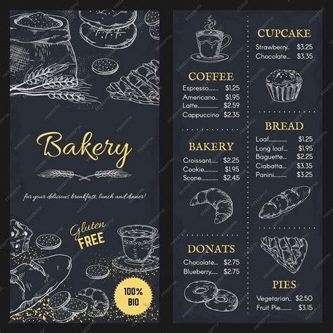 Premium Vector Bakery Menu Mockup Hand Drawn Brochure Of Food With
