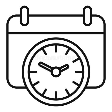 Calendar And Clock Icon Outline Stock Illustration Illustration Of
