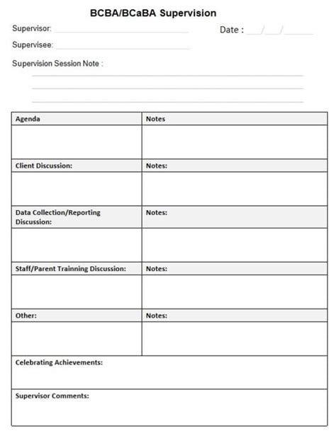 Bcbabcaba Supervision Session Note Template By Walid Berchid Tpt