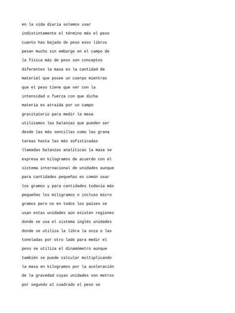 La Diferencia Entre Masa Y Peso Pdf