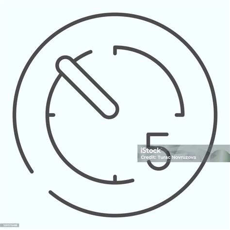 타이머 가는 선 아이콘입니다 스톱워치 벡터 일러스트레이션이 흰색으로 격리되어 있습니다 웹 및 응용 프로그램을 위해 설계된 번호 다섯 개요 스타일 디자인 타이머 Eps 10