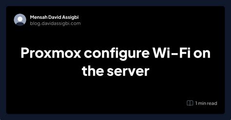 Proxmox Configure Wi Fi On The Server