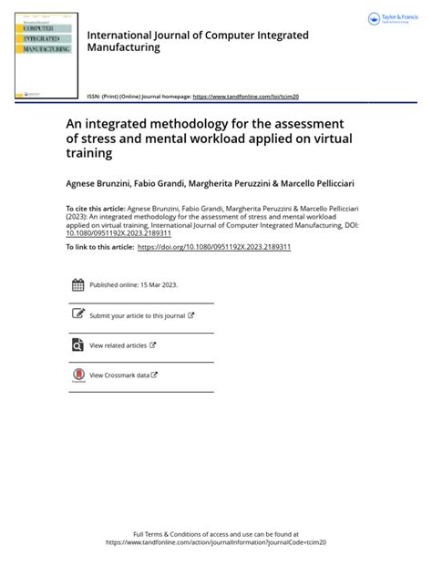 An Integrated Methodology For The Assessment Of Stress And Mental Workload Applied On Virtual