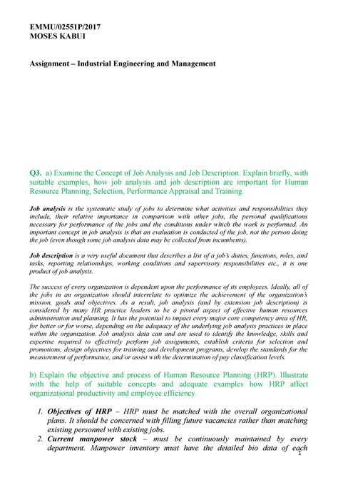 Assignment Industrial Engineering And Management Done Emmu 02551p