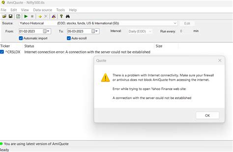 internet connection problem on user computer amiquote amibroker