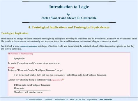 Finite Mathematics And Applied Calculus Tautological Implications And