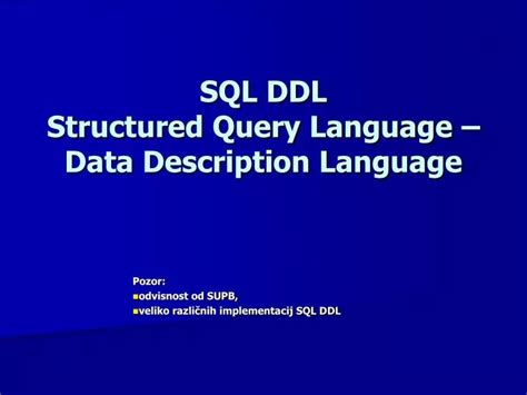 PPT SQL DDL Structured Query Language Data Description Language PowerPoint Presentation ID